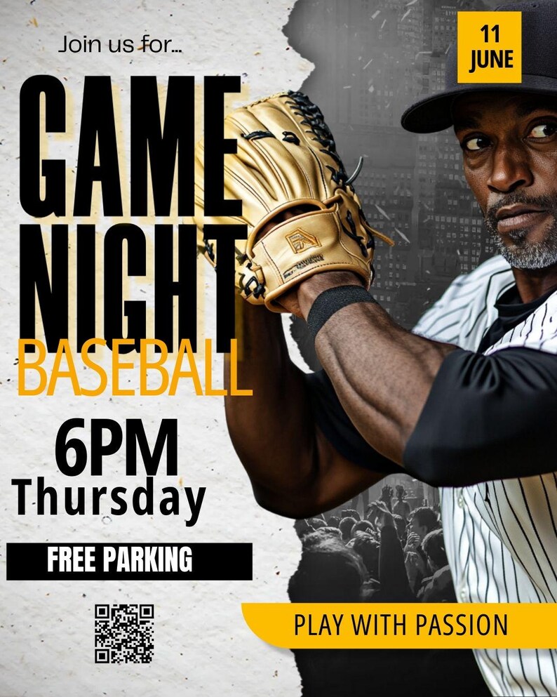 Editable Baseball Flyer Canva Template | Sports Event Invitation | Team ...
