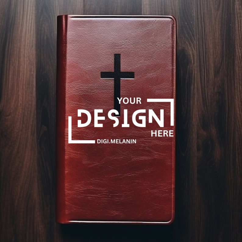 Red Leather Bible Cover Digital Download, Religious Cross Book ...