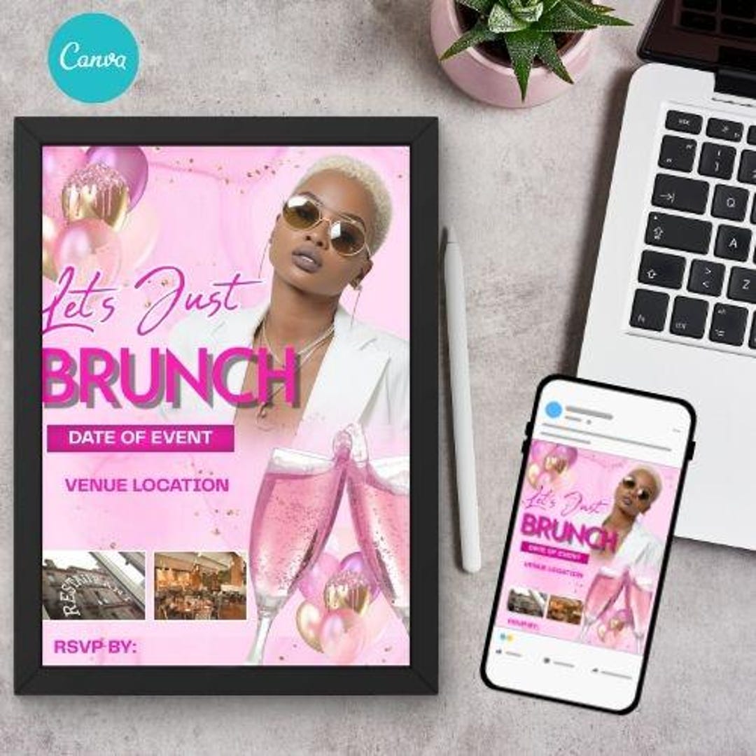 Editable Brunch Flyer Canva Template | Mimosa Brunch Invitation ...