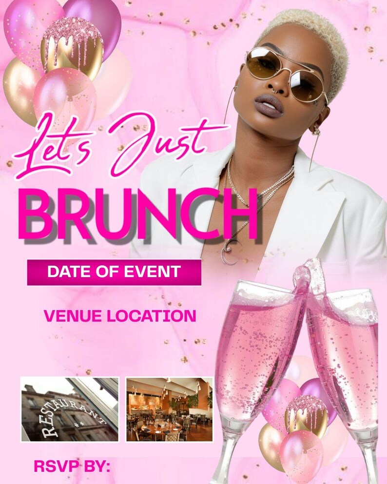 Editable Brunch Flyer Canva Template | Mimosa Brunch Invitation ...