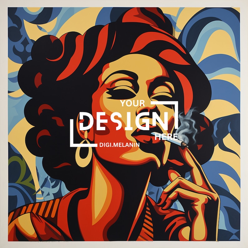 Bold Pop Art Woman Smoking Digital Print, Colorful Retro Artwork for ...
