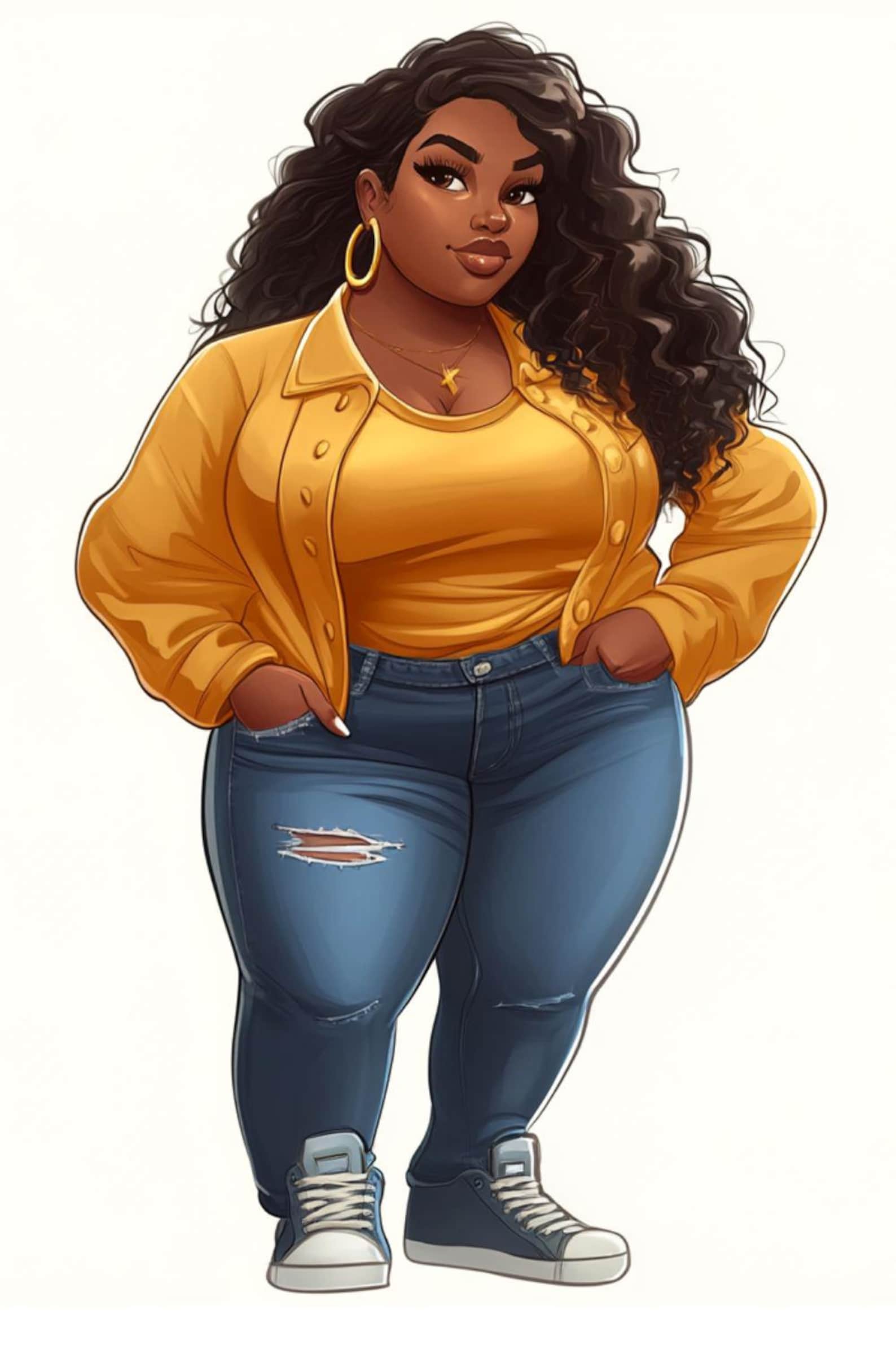 Full-figured Black Woman Digital Art Empowering Curvy Woman Printable ...
