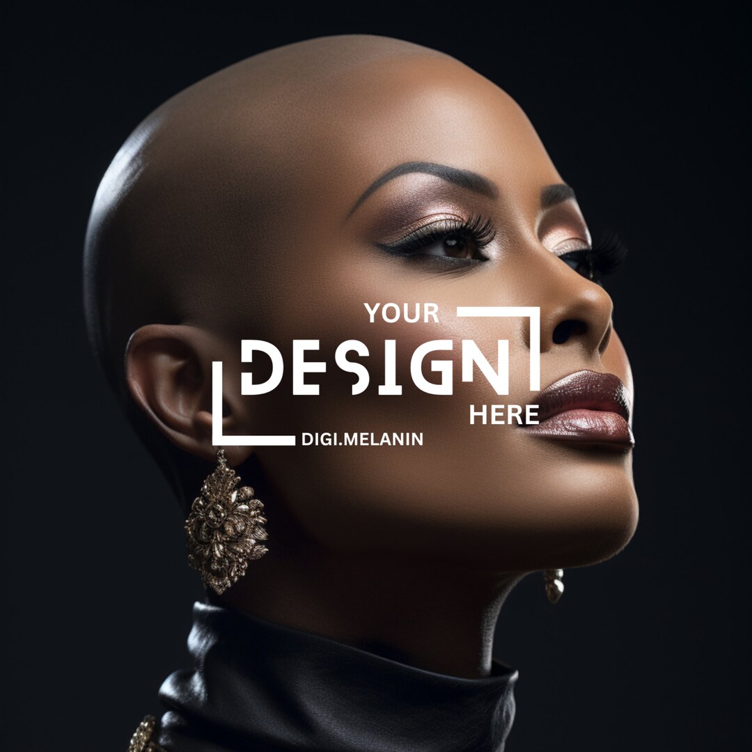 Elegant Bald Shaved Mannequin Digital Poster, Striking Beauty Portrait ...