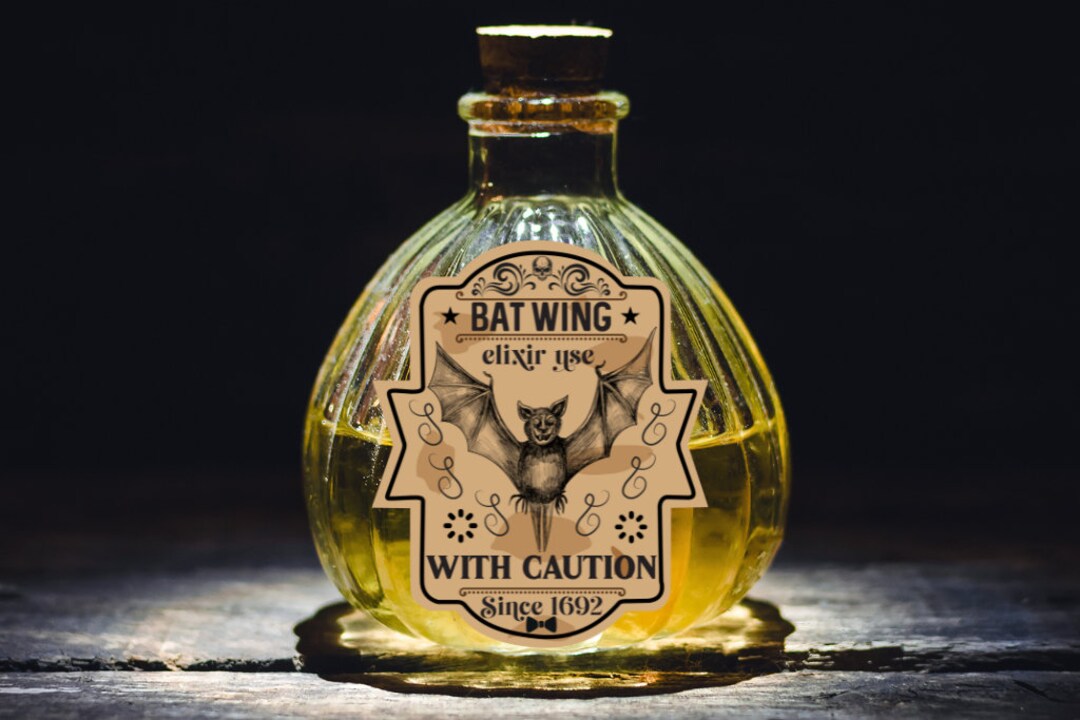 Bat Wing Sticker, Elixir Sticker, Spooky Stickers, Potion Label Sticker ...