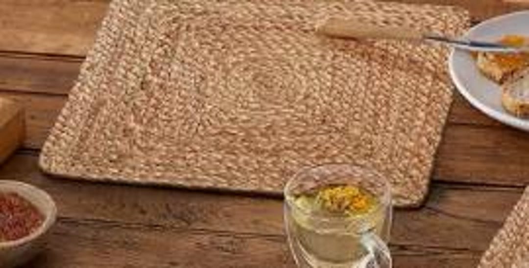 Table Mat Natural Jute Square Coaster Mat Braided Dining Table ...