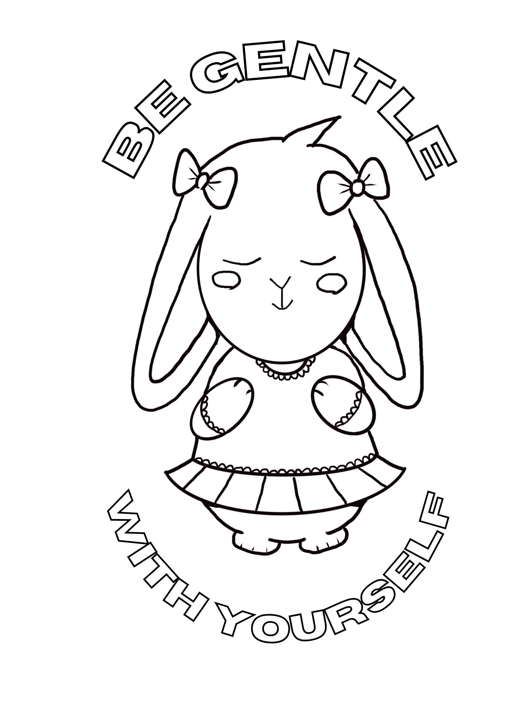 Mental Health Coloring Sheet, Cute Animals - Etsy