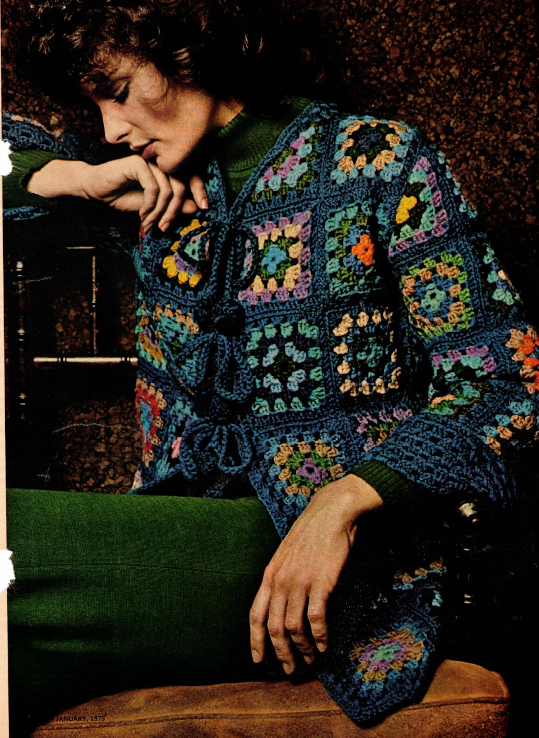 Vintage 1970's Crochet Granny Square Jacket Digital Download Pattern - Etsy