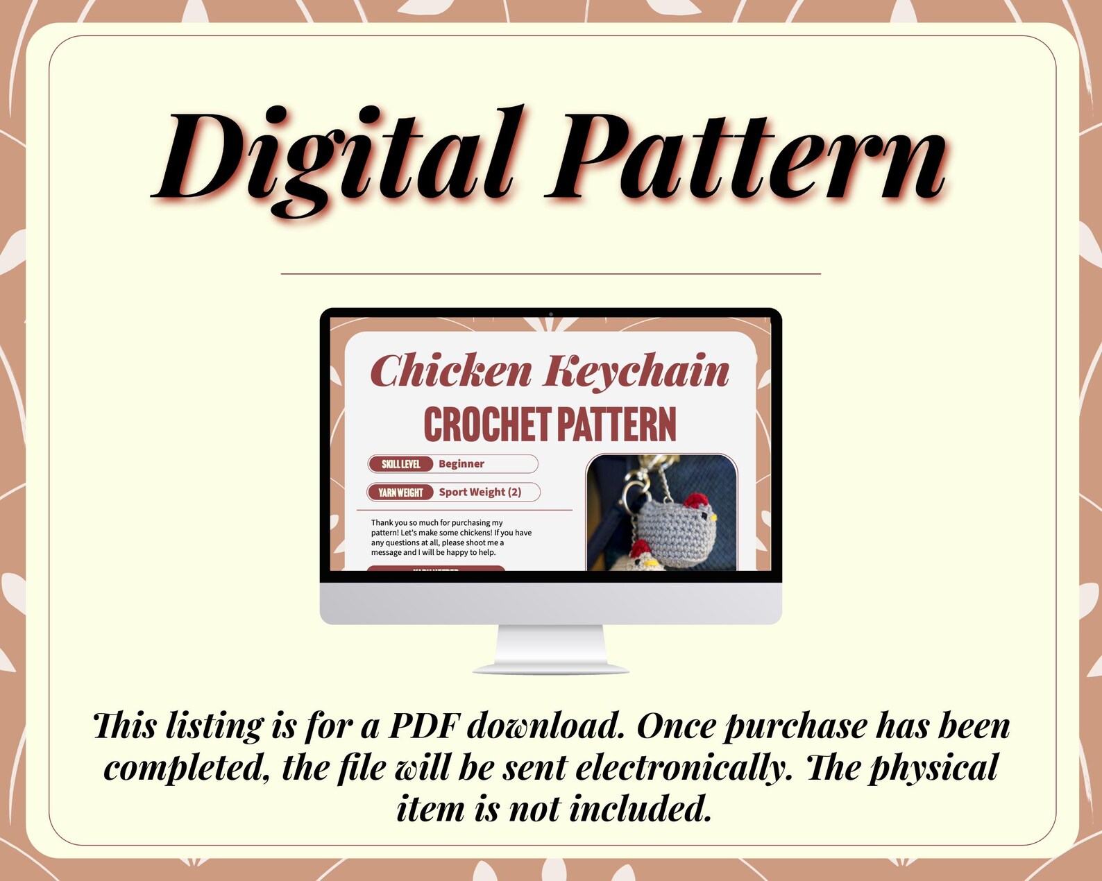 Chicken Keychain CROCHET PATTERN - Etsy