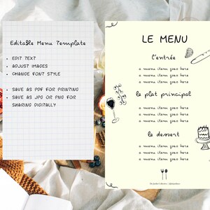Le Menu - Editable Digital Menu - Etsy