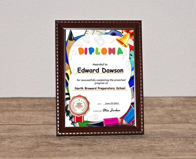 Preschool Diploma, Editable Preschool Diploma, Preschool Graduation ...