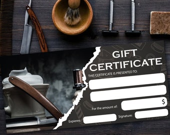 Gift Certificate to a Barbershop, Editable Gift Certificate to a ...