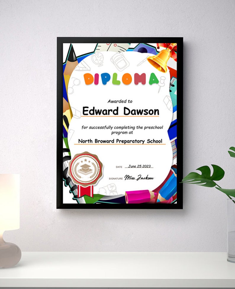 Preschool Diploma, Editable Preschool Diploma, Preschool Graduation ...