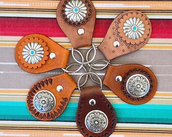 Keyring, Concho Key Ring Western Keychain, Custom Handmade, Silver ...