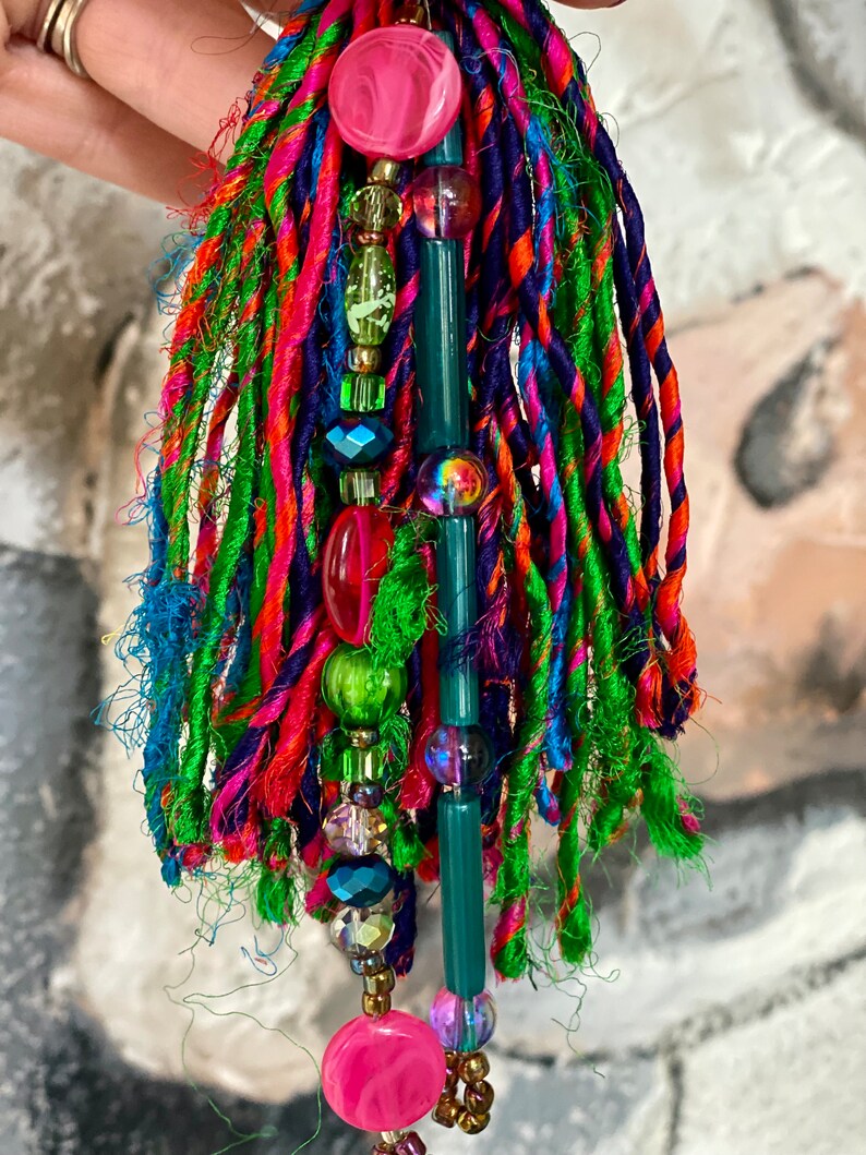 Bohemian Indian Sari Tassel Beaded Big Large Colorful Keychain Purse Handbag Bag Charm - Etsy