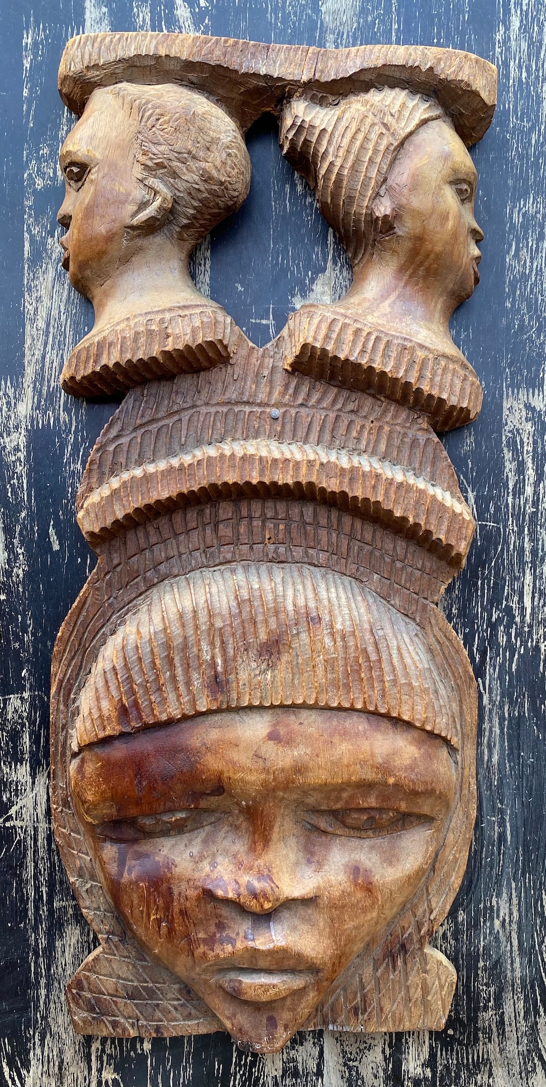 Large Hand Carved Wooden African Wall Mask 28” - Etsy