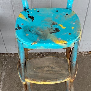 1950’s Mid Century Cosco Kitchen Step Stool Chair, Rusty Metal Chair ...