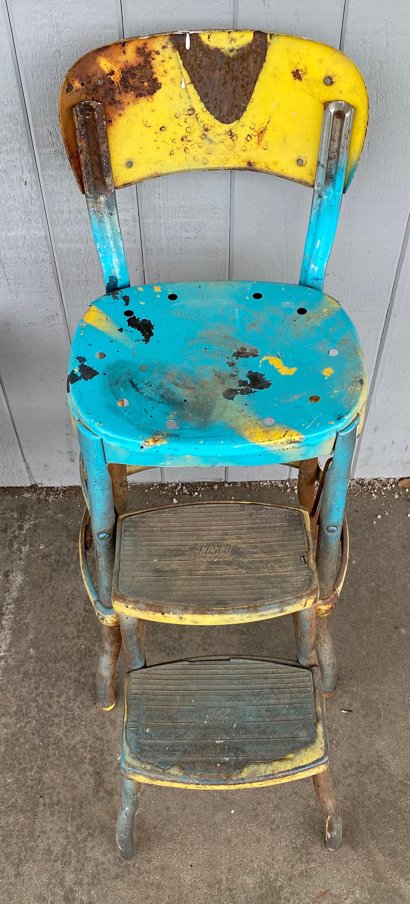 1950’s Mid Century Cosco Kitchen Step Stool Chair, Rusty Metal Chair ...