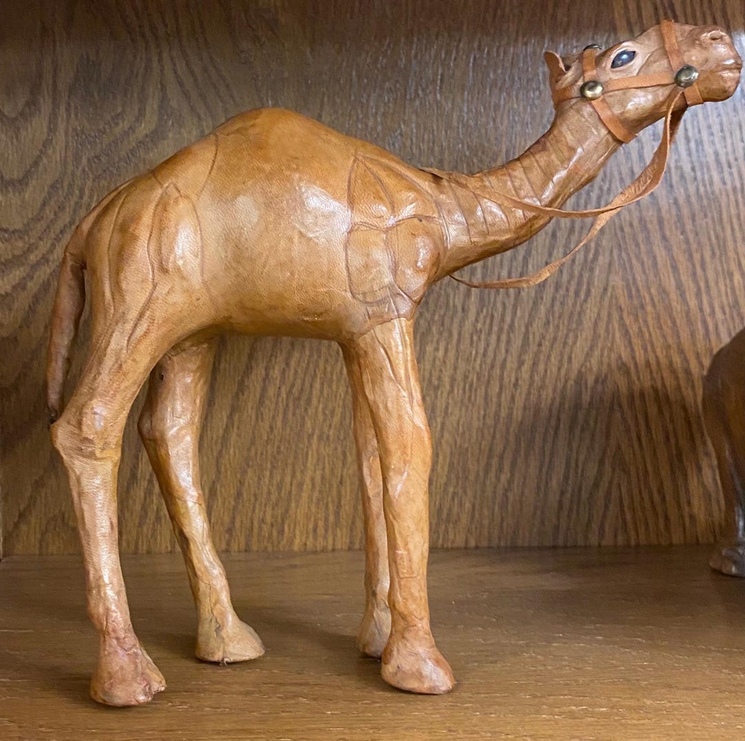 Arabian Camel Leather Wrapped Paper-mache Dromedary Leather Ears Bridle ...