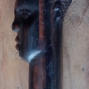 Hand Carved African Walking Stick Twisted Dark Wood With Head - Etsy