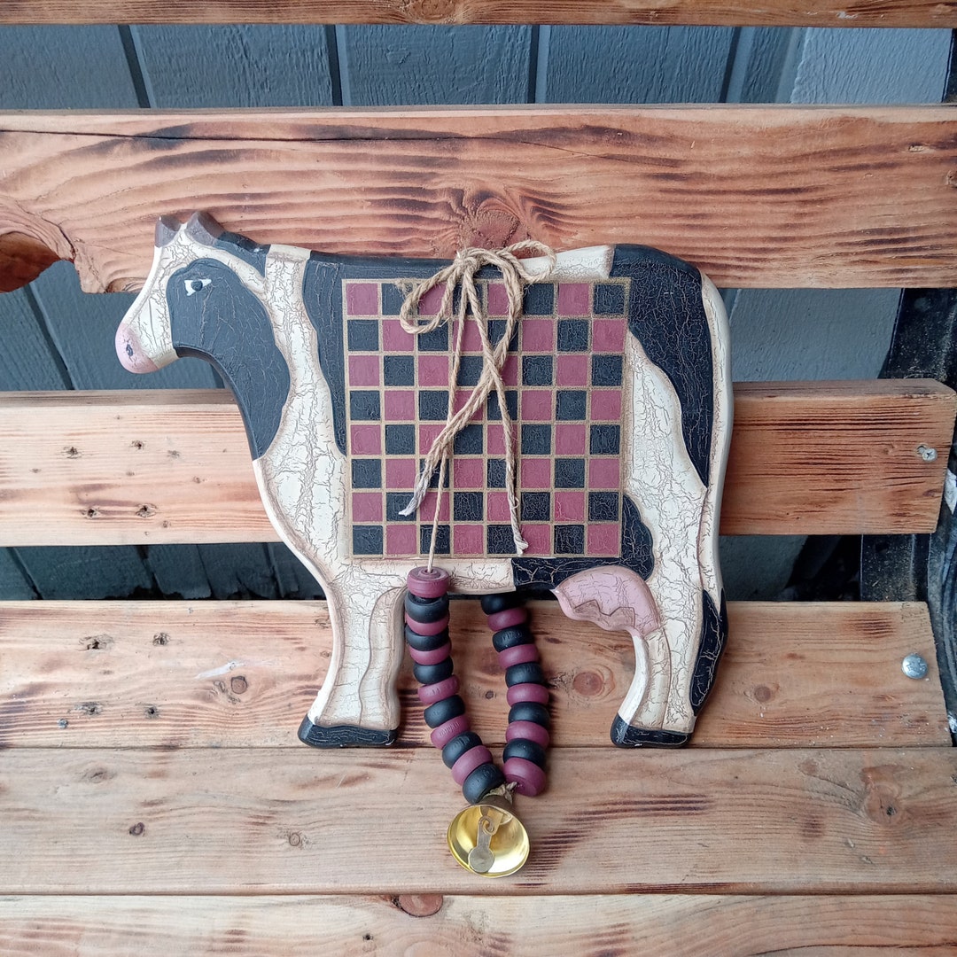 Farmhouse Wooden Cow Checkers Game - Etsy