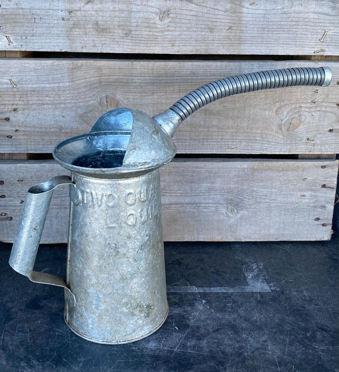 Vintage 2 Quart Galvanized Metal Oil Pouring Can Flexible Spout - Etsy