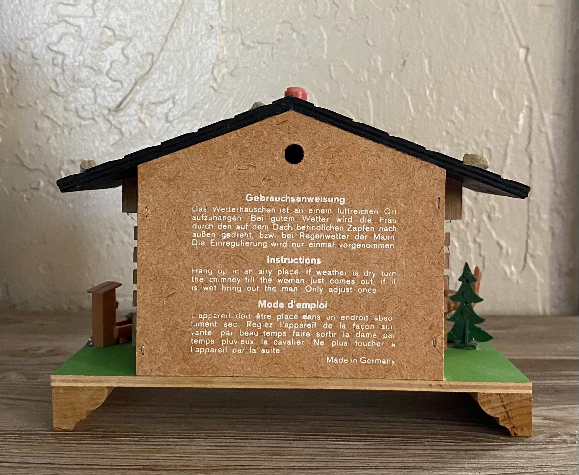 Vintage German Weather House Cabin, Barometer Thermometer Wooden Chalet ...