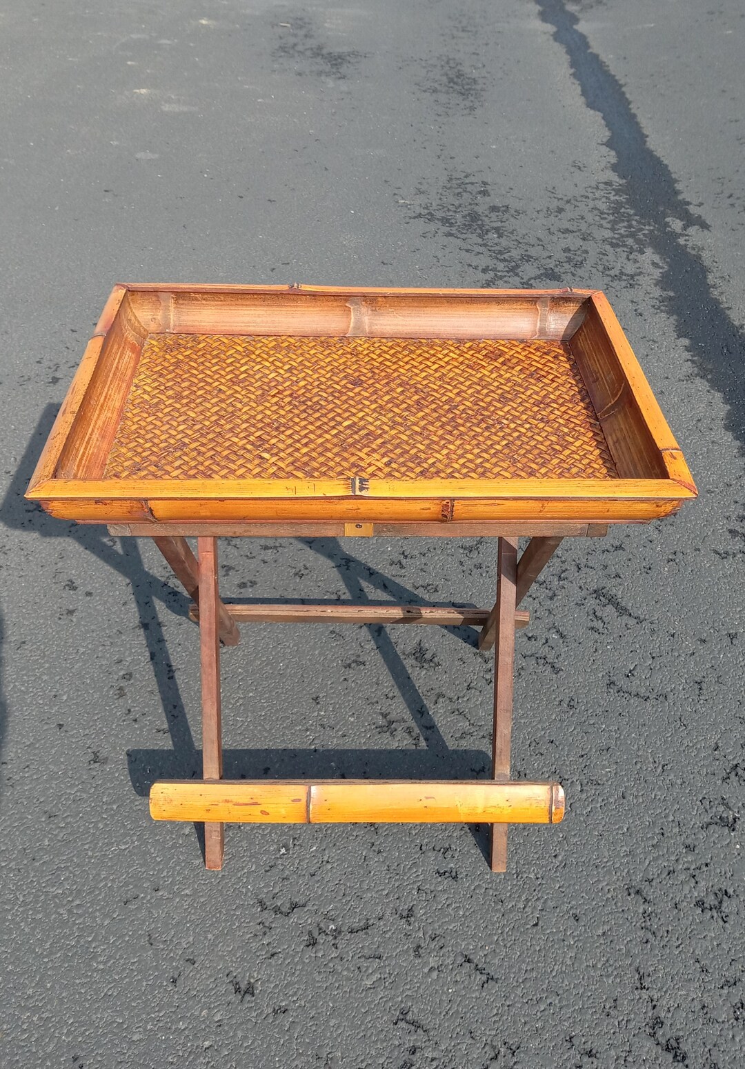 Bamboo/wicker Folding Tray Table - Etsy