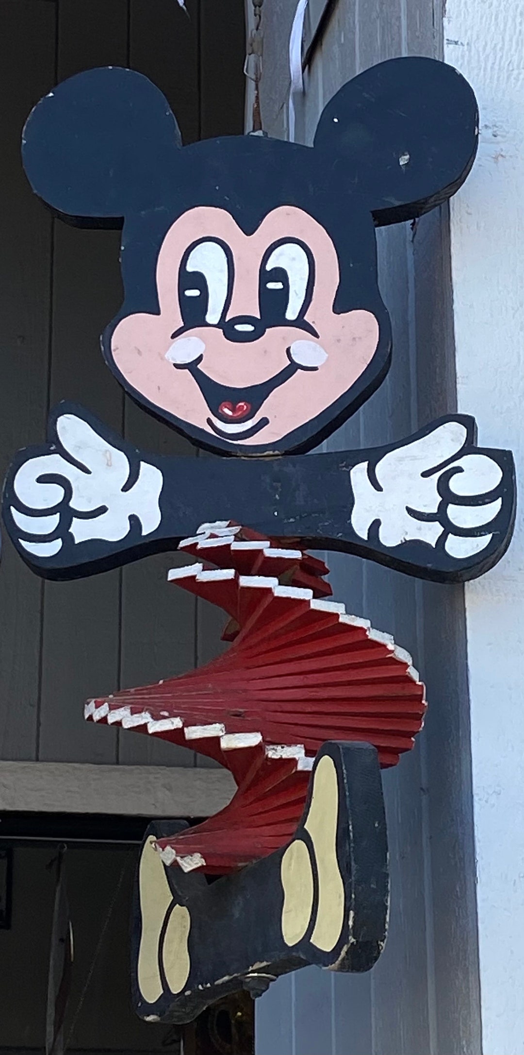 Mid Century Mickey Mouse Folk Art Hanging Wooden Wind Spinner, Disney ...