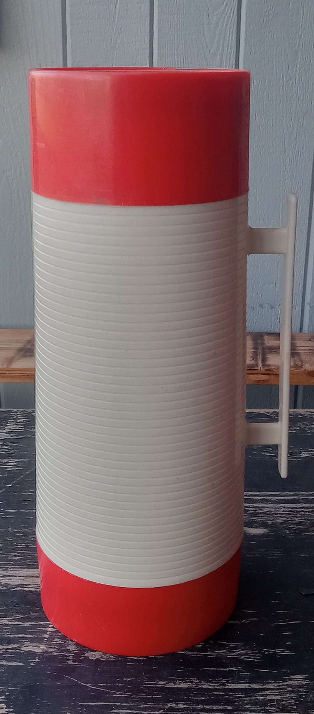 Vintage 1970'S Aladdin Hylo Red/cream Wide Mouth Thermos Bottle 1 QT ...