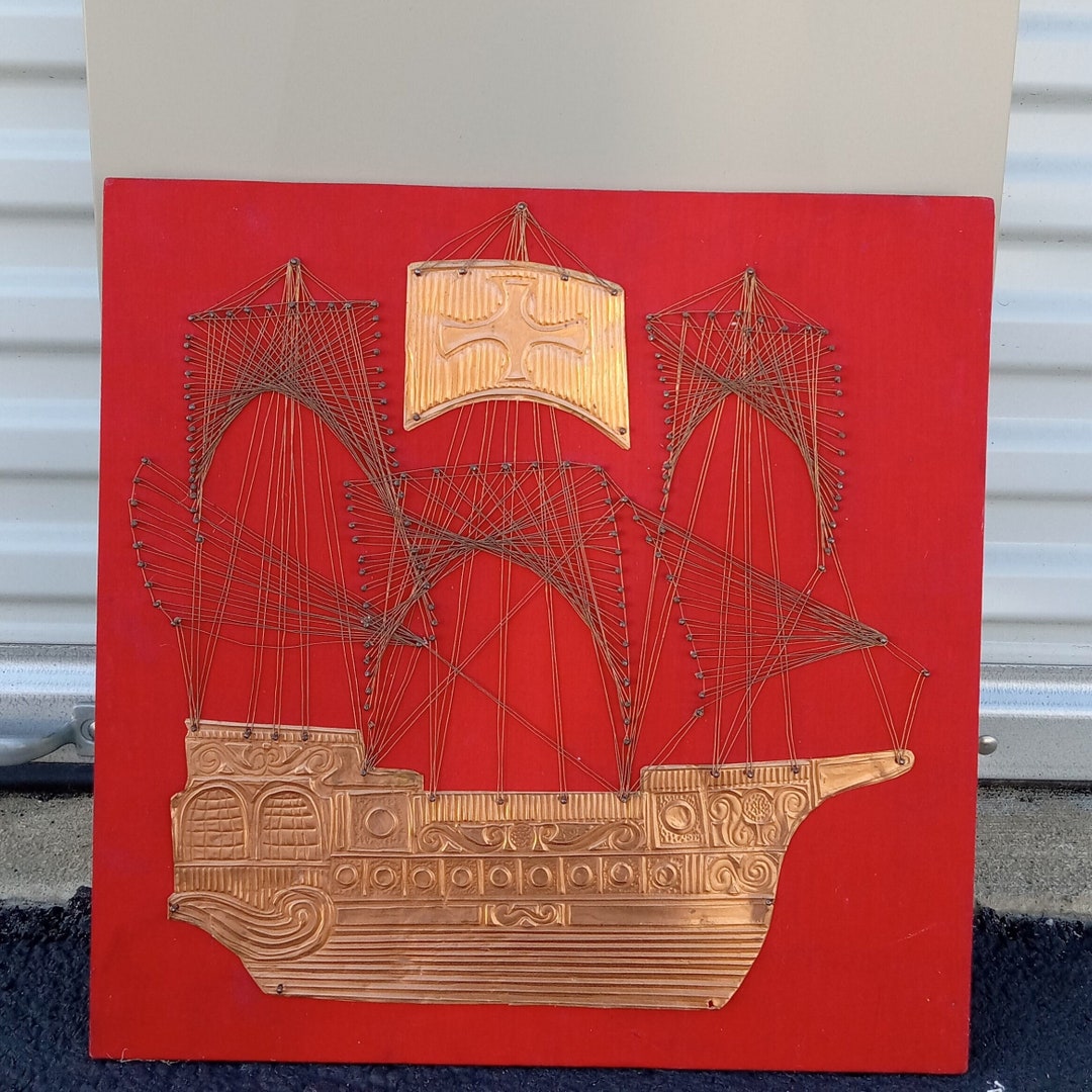 Red Vintage Copper String Art Ship - Etsy