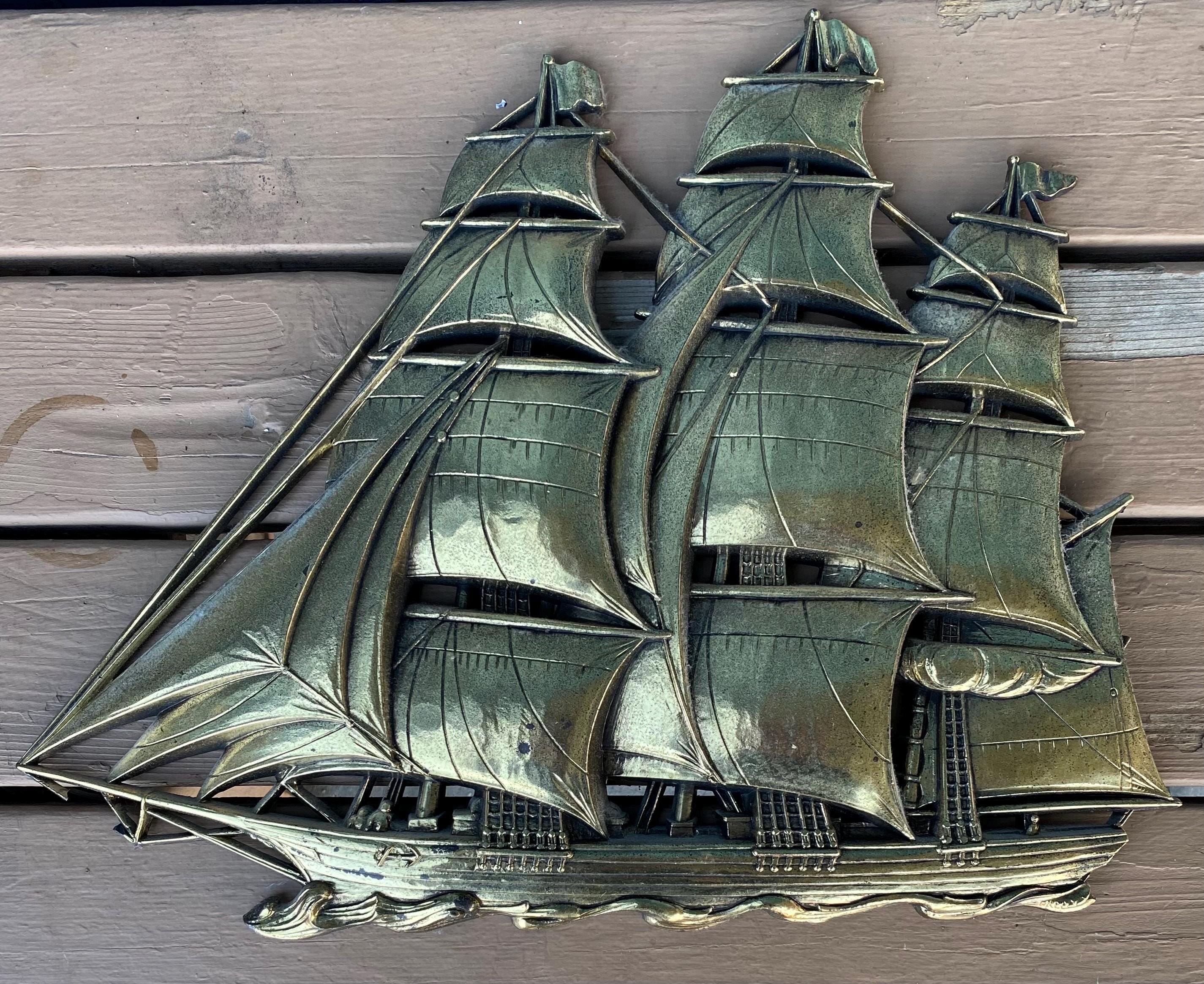 Mid Century Modern Dart/syroco Coppercraft Guild Gold Sailing Ship Wall ...