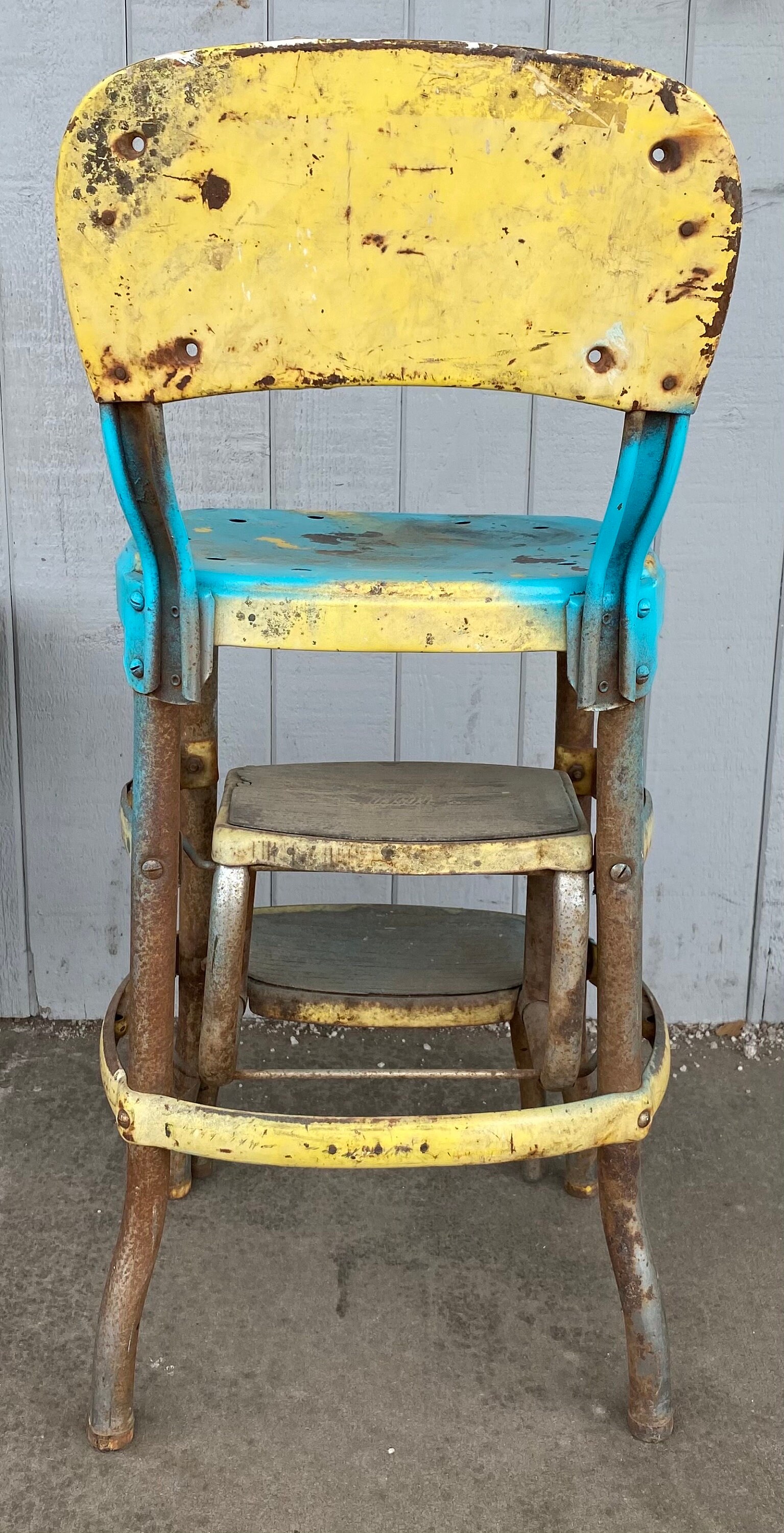 1950’s Mid Century Cosco Kitchen Step Stool Chair, Rusty Metal Chair ...