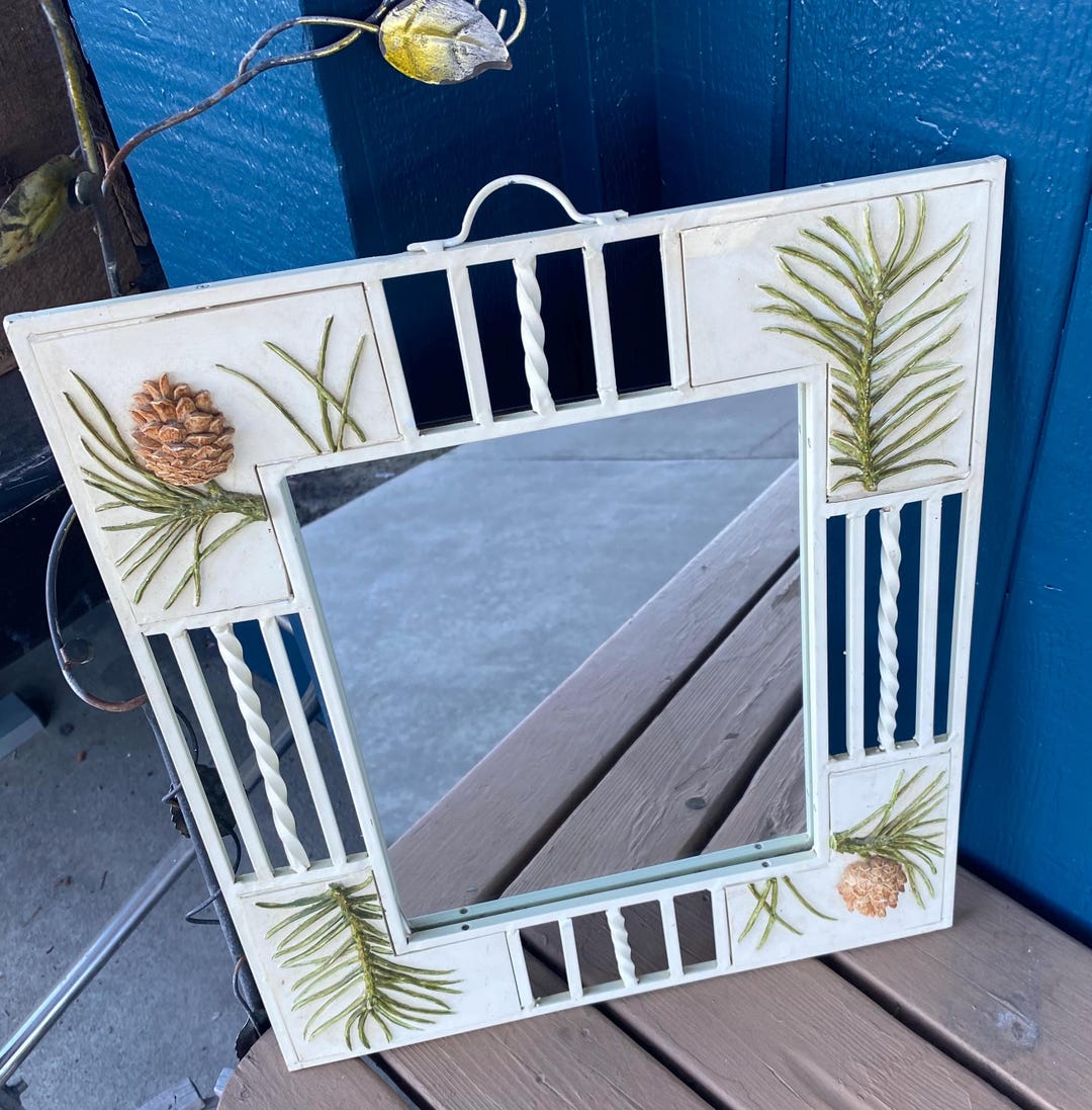 Metal Framed Wall Mirror W/ Pinecone Tree Accent, Woodlands, Lodge ...