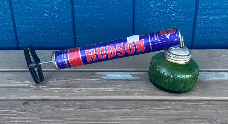1950’s Hudson Duster Pesticide Bug Sprayer W/ Green Depression Glass ...