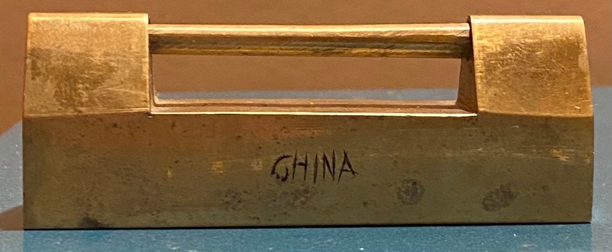 Antique Chinese Brass Padlock Vintage Slide Lock Engraved 19th Century ...