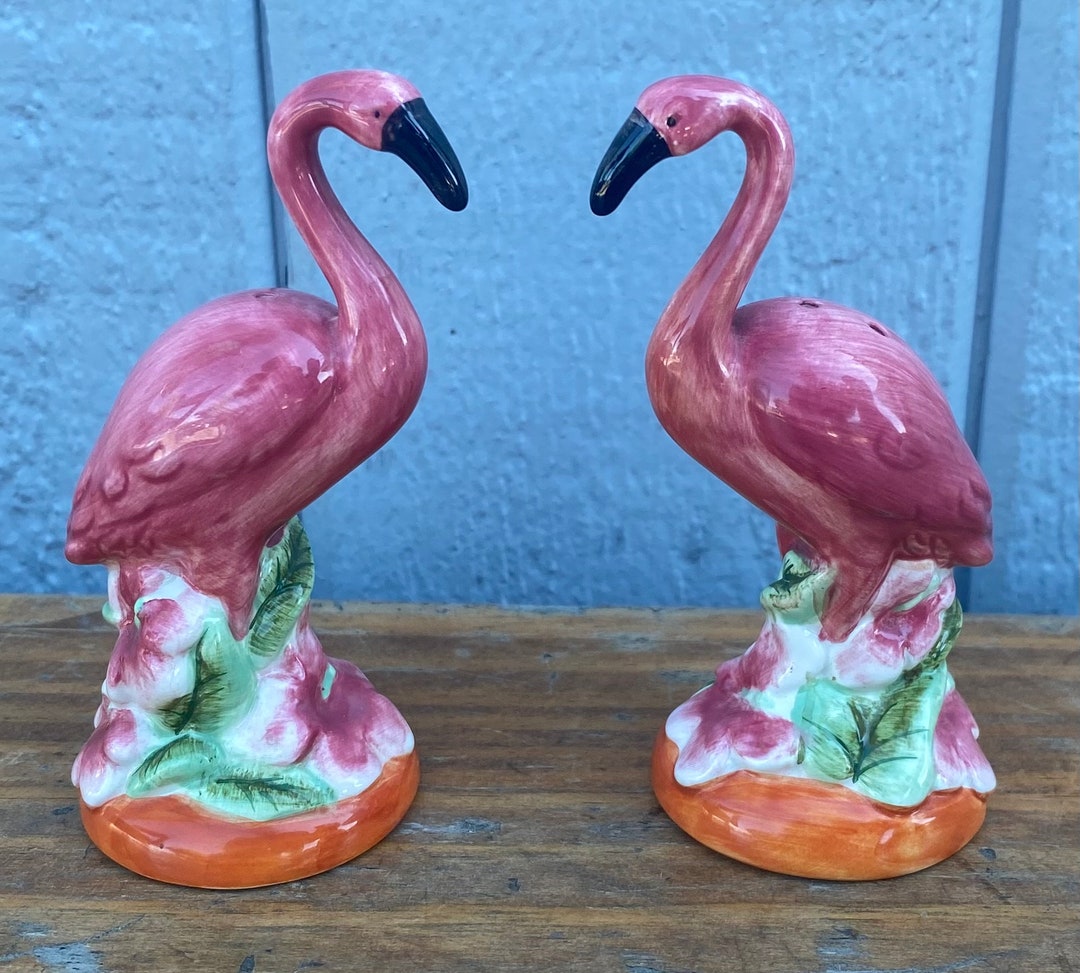 Vintage Mid Century Modern Ceramic Pink Flamingo Salt & Pepper Shaker ...