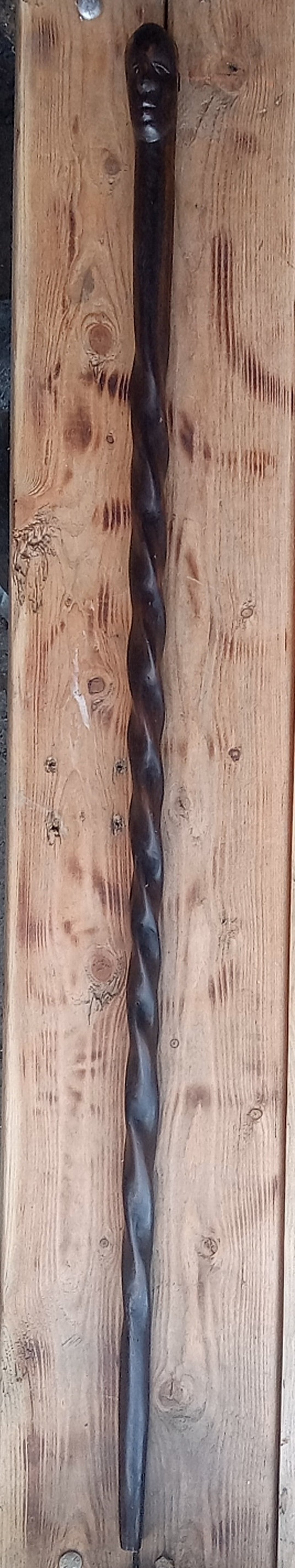 Hand Carved African Walking Stick Twisted Dark Wood With Head - Etsy