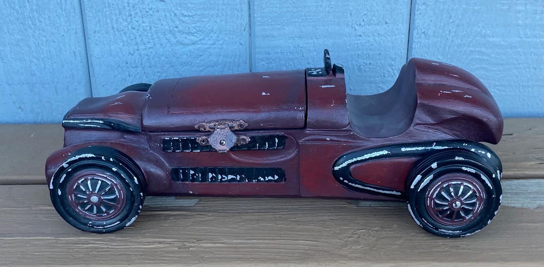 Wooden Vintage Race Car W/ Trinket Box Rustic Red Brown - Etsy