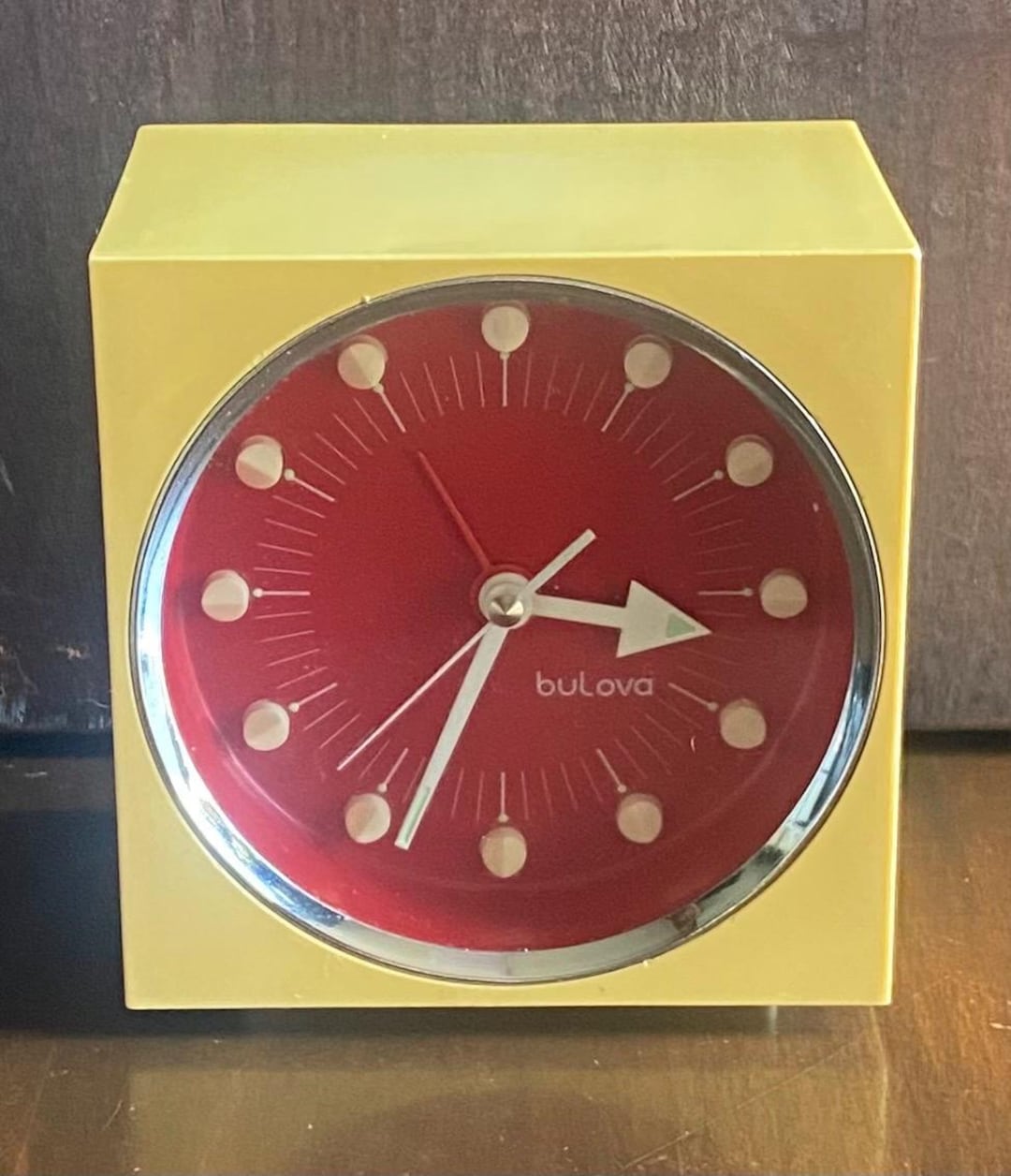 Rare MCM Atomic Space Age 1960’s BULOVA Wind up Alarm Clock Vibrant ...