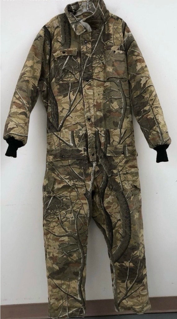 Vintage Men's Insulated Skyline Camo Hunting Coveralls - Gem