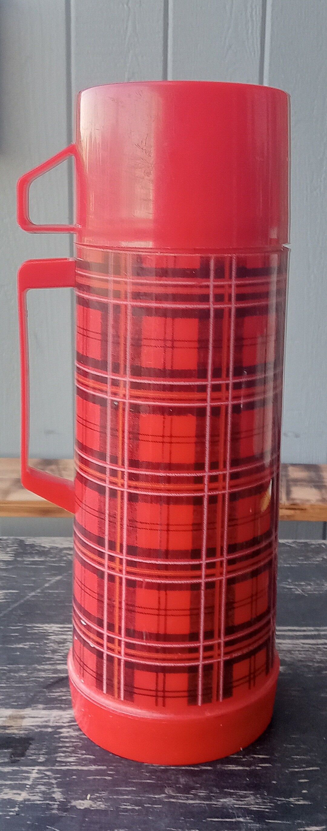 Vintage 1960's ALADDIN Red/black PLAID 1 QT Thermos - Etsy