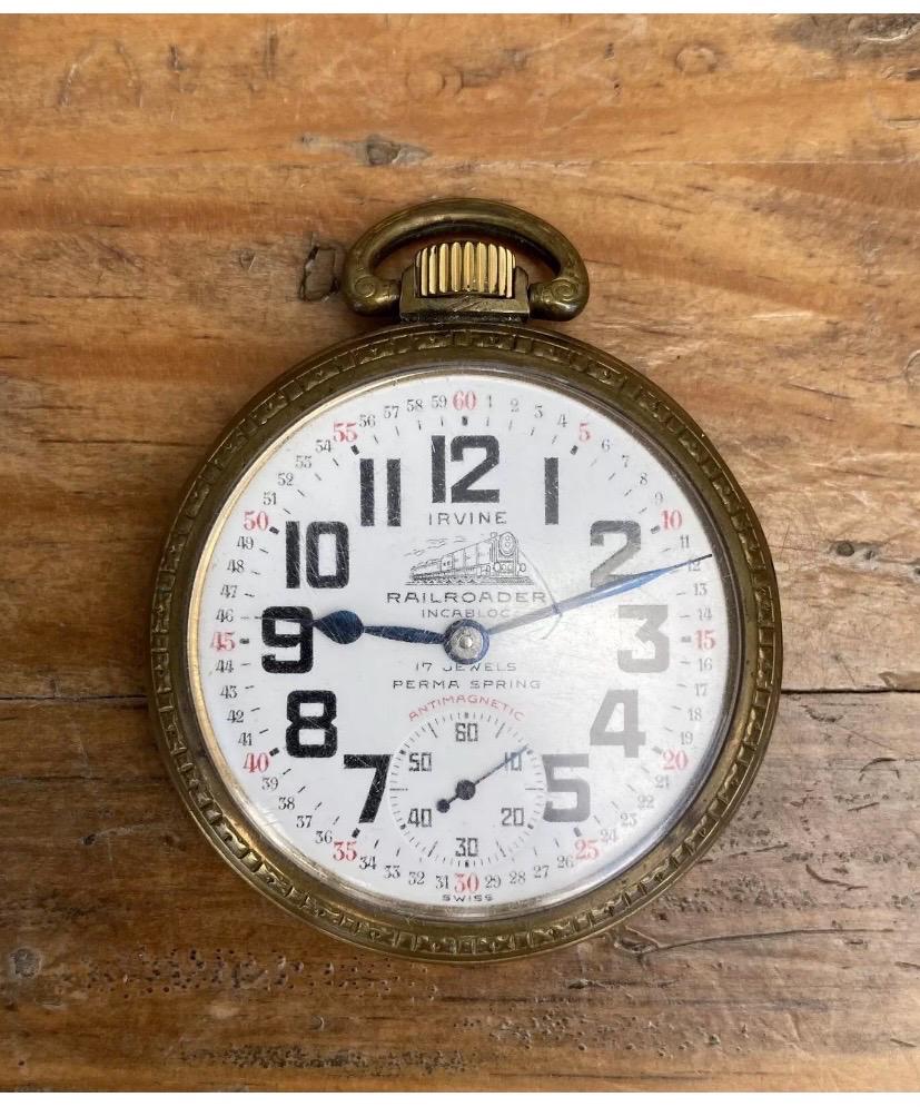 Vintage Gold Tone Irvine Railroad Incabloc 17 Jewels Antimagnetic Swiss ...
