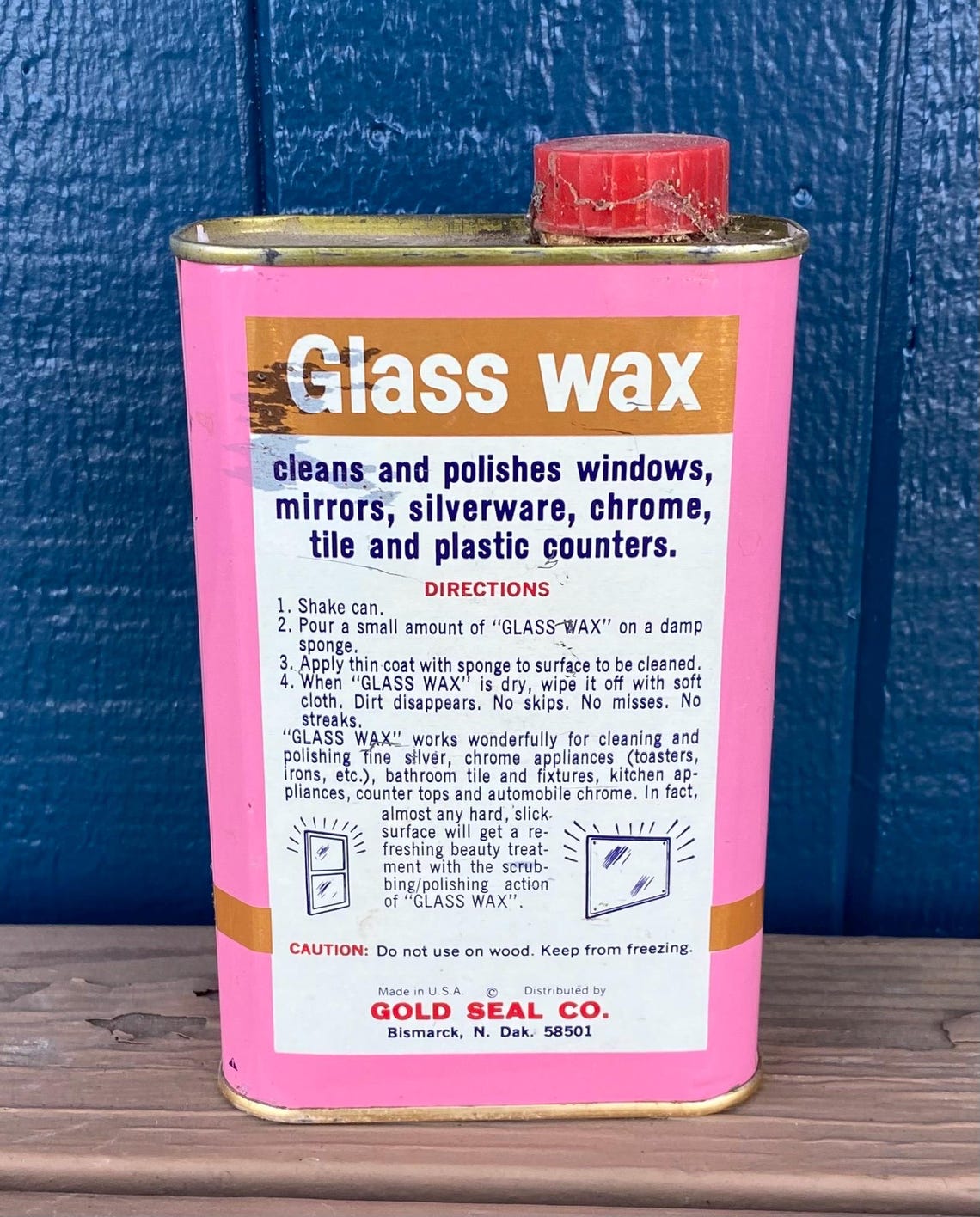 Vintage Advertising Gold Seal GLASS WAX 16 Oz Empty Pink Collectible ...