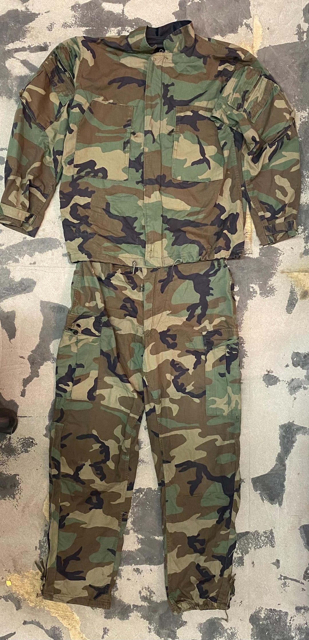 Vintage US Military Chemical Protective Suit Class 1, Woodland Camo ...