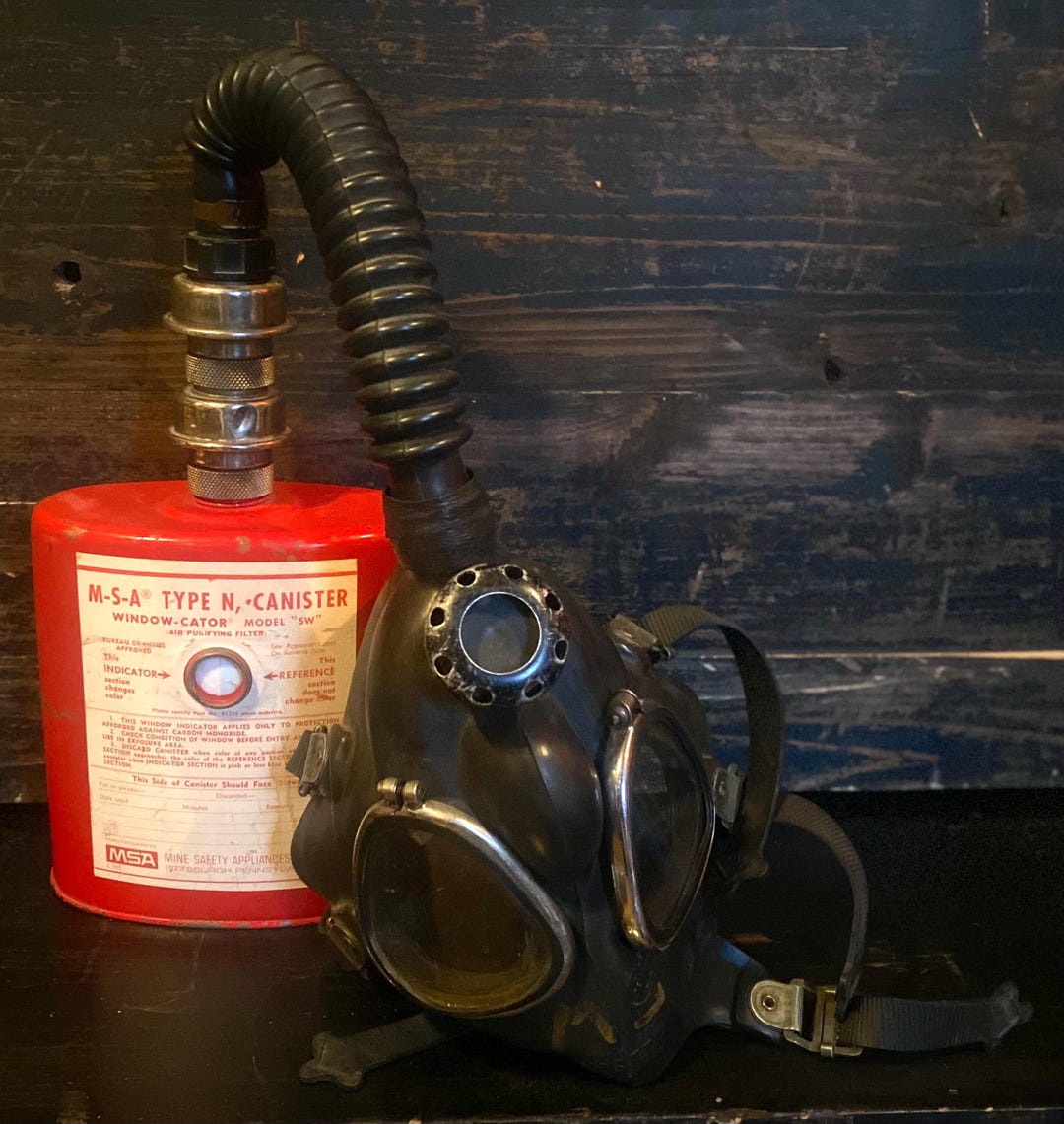 WWII Era Willson Gas Mask With MSA Filter Military Field Gear Chemical ...
