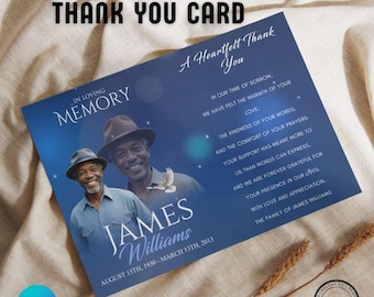 Funeral Thank You Card | Memorial Appreciation Card | Editable Canva ...