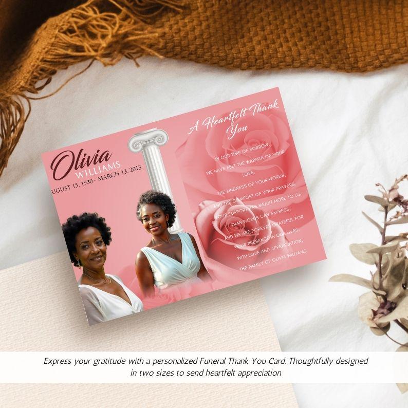 Funeral Thank You Card | Memorial Appreciation Card | Editable Canva ...