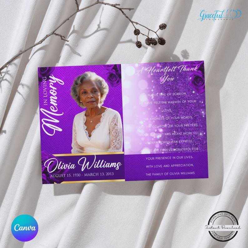 Funeral Thank You Card | Memorial Appreciation Card | Editable Canva ...