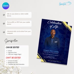 Dark Blue 8-page Funeral Program Template | Memorial Booklet | GR7H2V ...