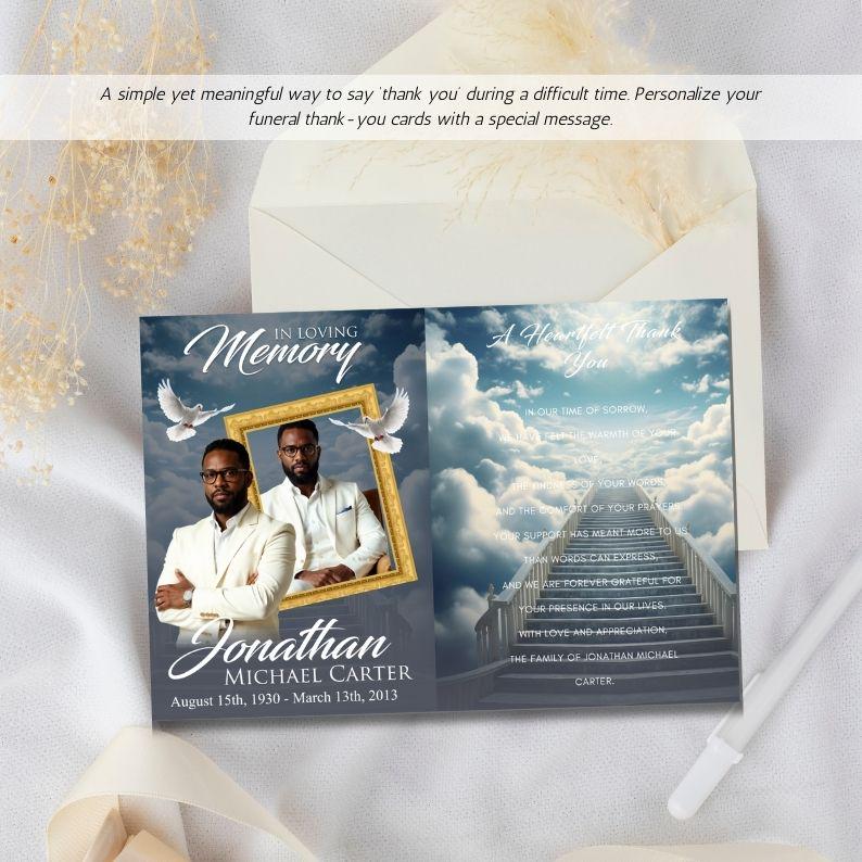 Funeral Thank You Card | Memorial Appreciation Card | Editable Canva ...